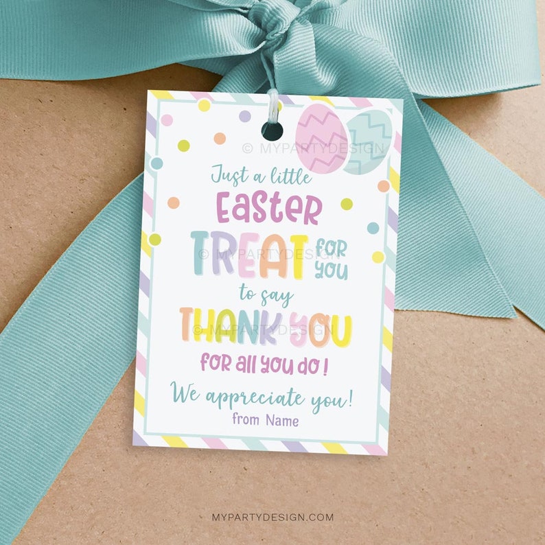 Easter Appreciation Tag, Little Easter Treat to Say Thank You Gift ...