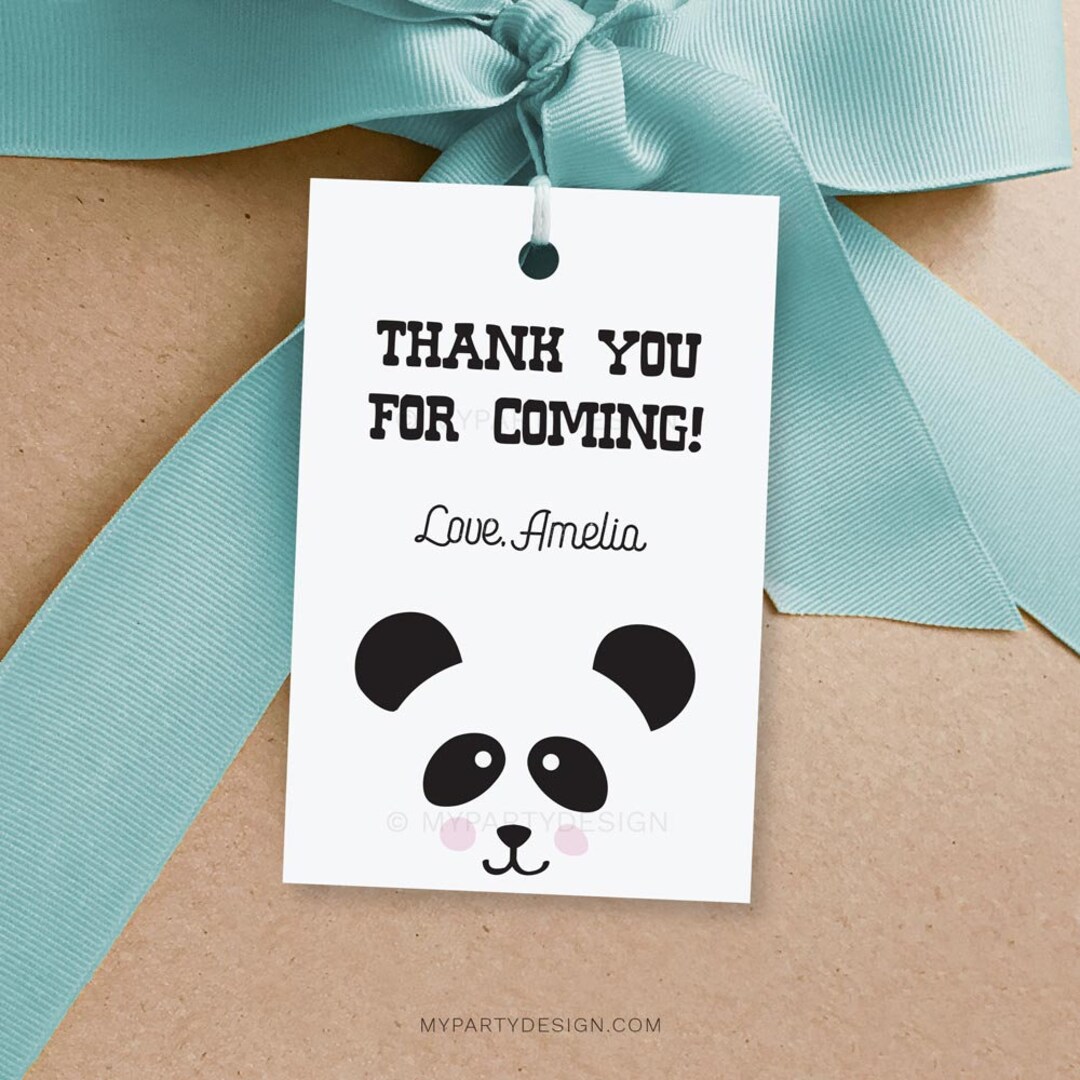 Panda Favor Tags, Thank You Labels, Panda Birthday Party Printables ...