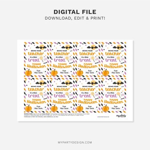 Halloween Gift Tag for Students, Being Your Teacher is a Real Treat ...