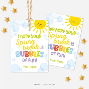 Bubbles of Fun Spring Break Gift Tag, Spring Holiday Bubble Wand Gift ...