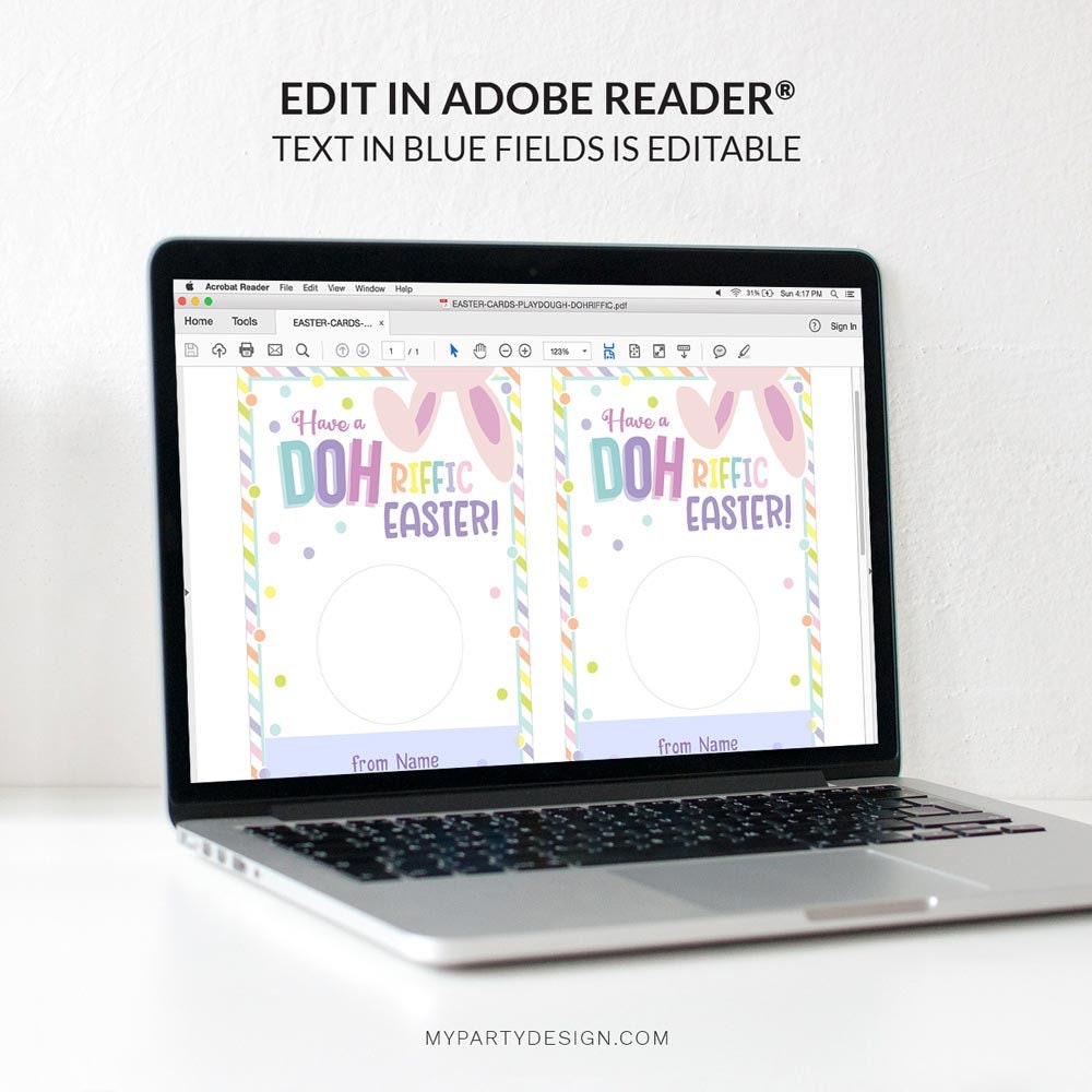 Doh-riffic Easter Cards, Play Dough Easter Tag for Classroom, Kids ...