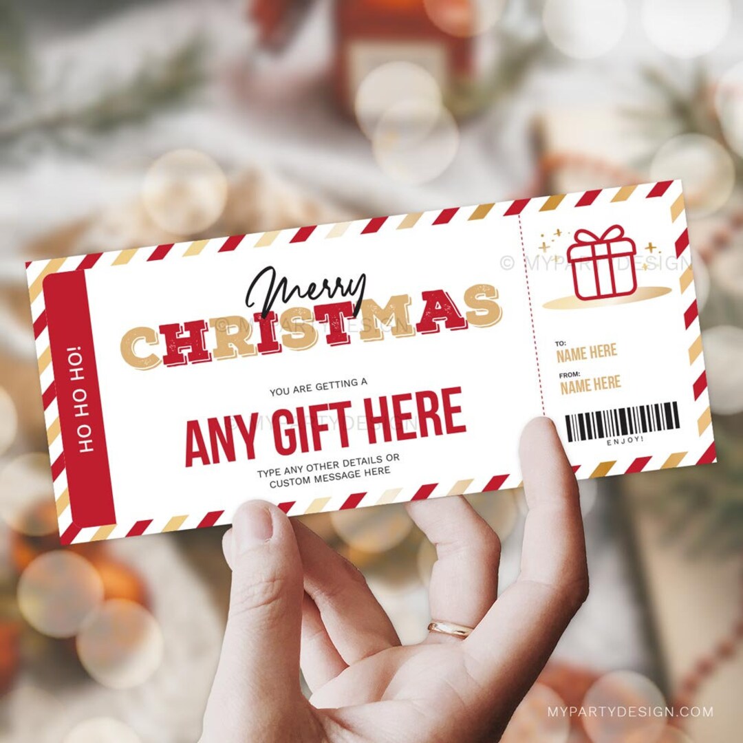 Christmas Gift Voucher Template, Generic Christmas Any Gift Card ...