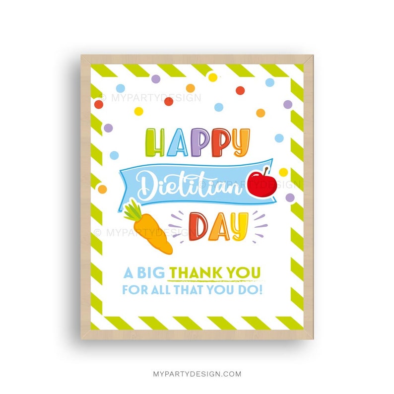 Happy Dietitian Day Sign, Thank You Print for Registered Dieticians ...
