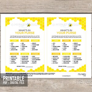 What's in Your Purse Game, Bee Baby Shower, Gender Neutral Babyshower ...