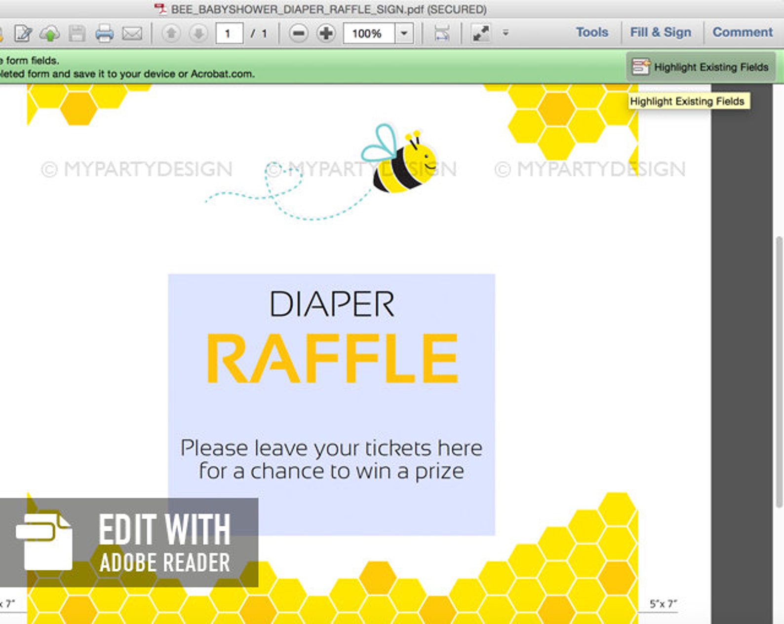 Bee Diaper Raffle Tickets and Sign Bee Baby Shower Game | Etsy