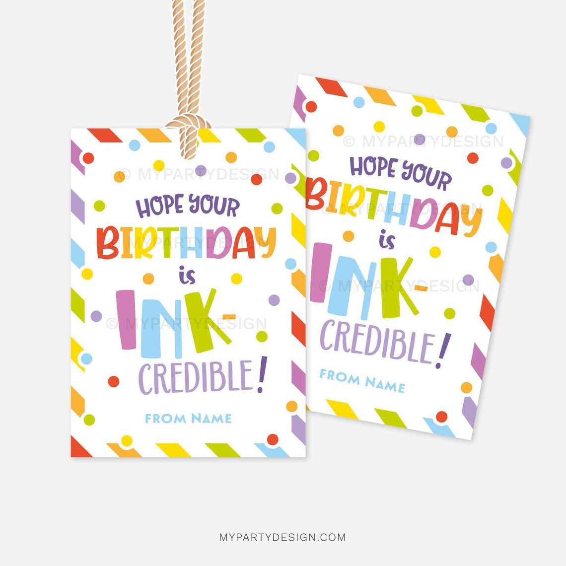 Ink-credible Happy Birthday Gift Tag, Marker Pen Class Gift Label for ...