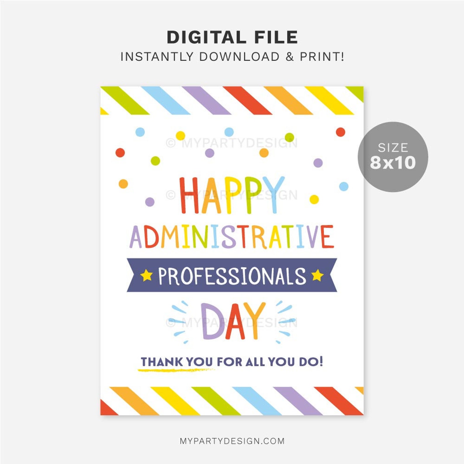 Happy Administrative Professionals Day Sign, Thank You Print for Admin ...