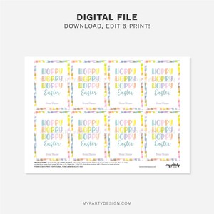 Hoppy Hoppy Easter Tag, Happy Easter Favor Gift Tags for Easter Basket ...