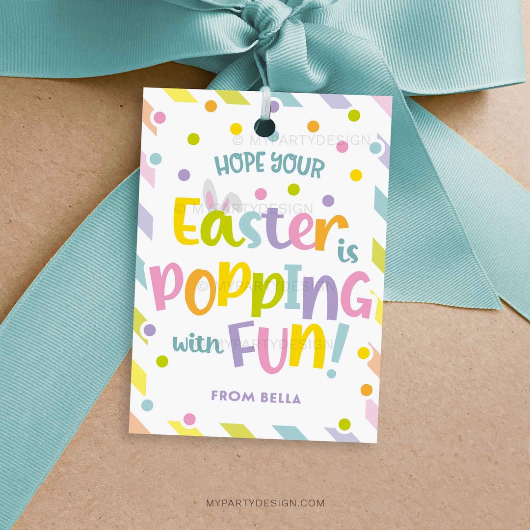 Easter Popping With Fun Gift Tag, Easter Popcorn or Pop Fidget Toy ...