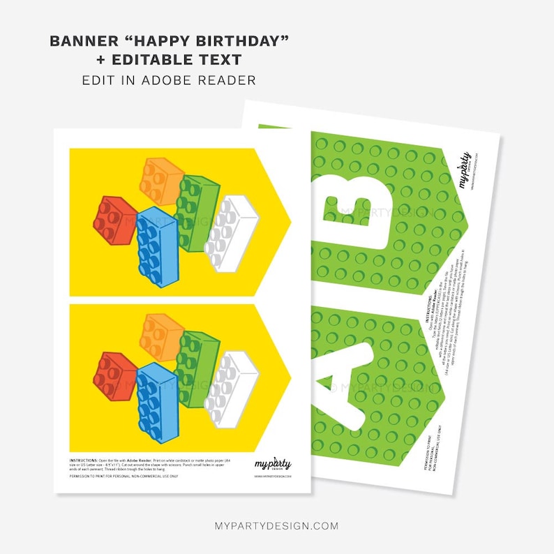 Building Blocks Party Birthday Banner Colorful Bricks Party - Etsy