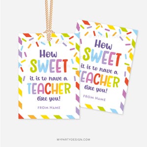 How Sweet It is Teacher Gift Tag, Candy Chocolate Sweets Thank You ...
