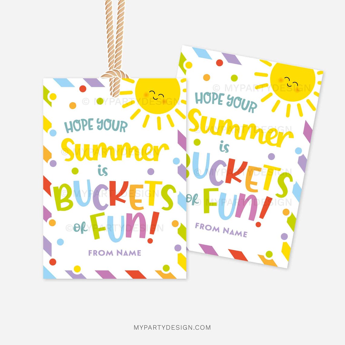 Summer Buckets of Fun Gift Tag, End of School Year Gift Label for Class ...