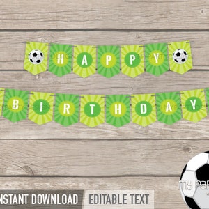 Soccer Birthday Banner, Soccer Party Bunting, Football Party, Sports ...