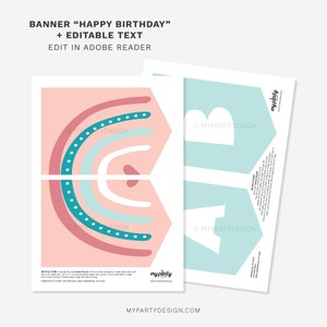 Boho Rainbow Birthday Banner, Rainbow Party Bunting, Boho Printables ...