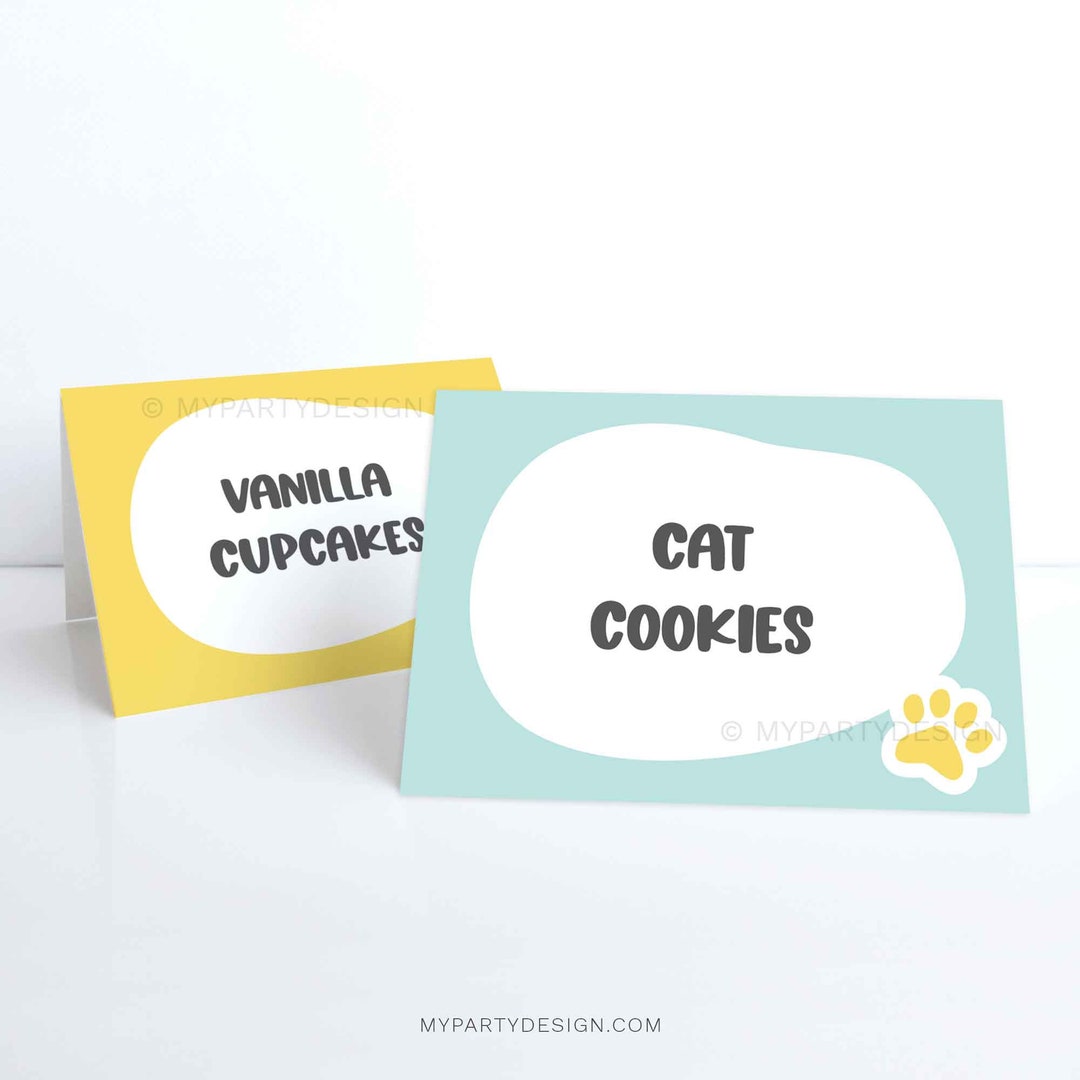 Kitty Cat Tent Labels, Cat Party Printables, Kitten Adoption Birthday ...