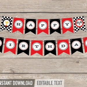 Race Car Birthday Banner, Car Party Decorations, Racing Happy Birthday ...