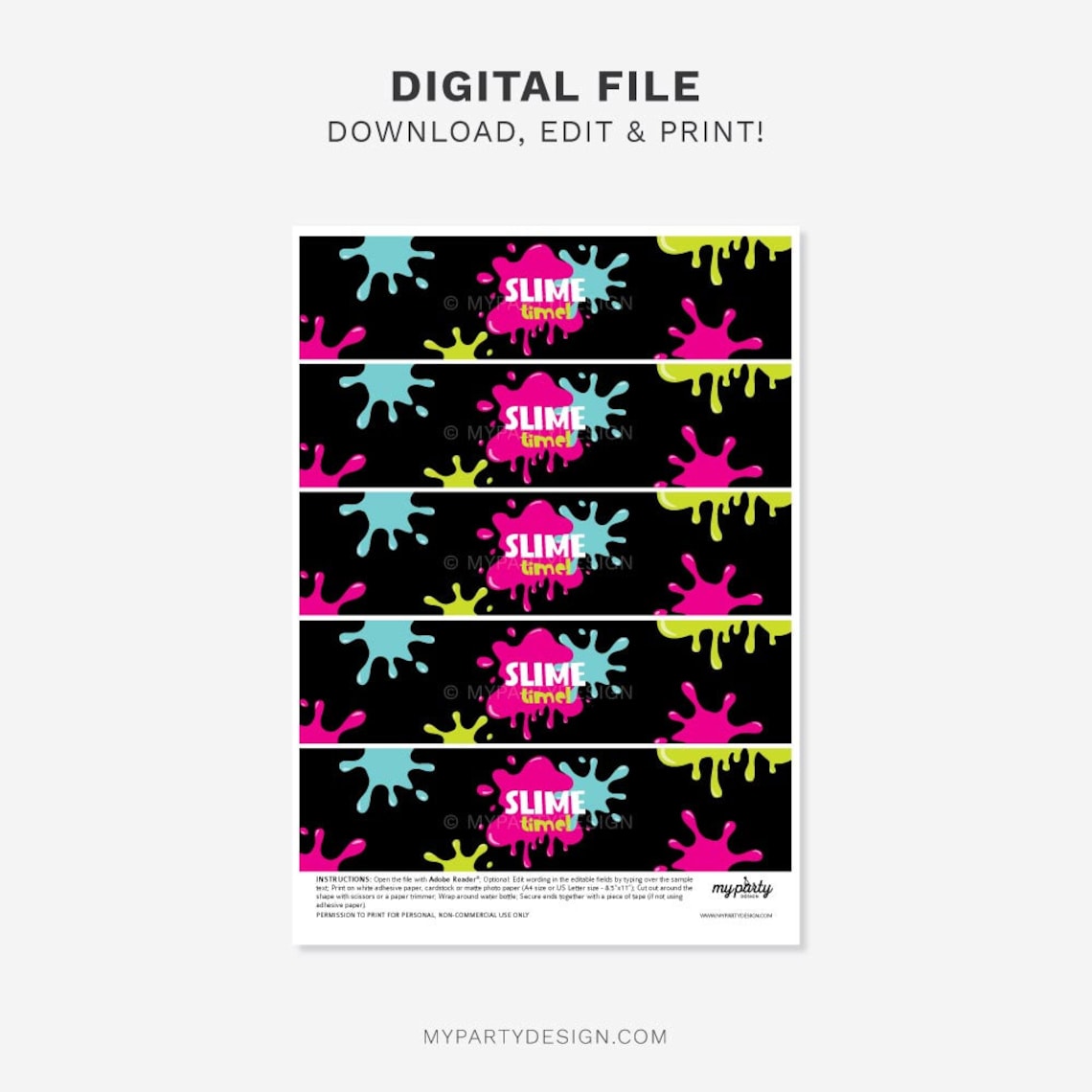 Slime Bottle Labels Slime Party Decorations Slimy Birthday | Etsy