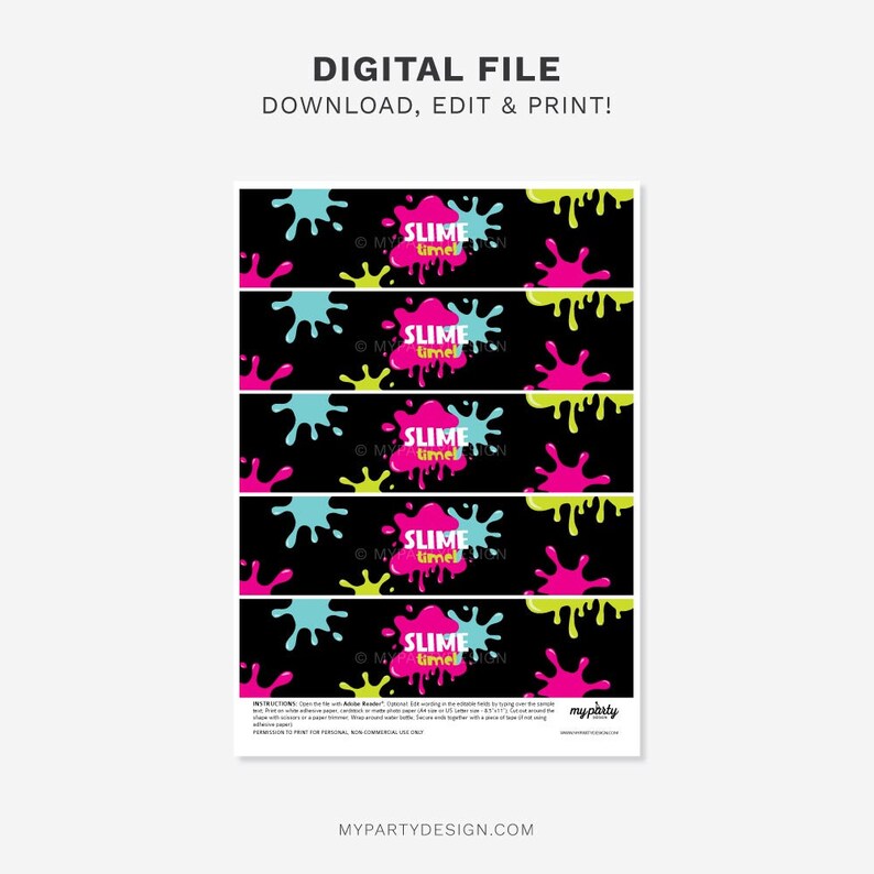 Slime Bottle Labels Slime Party Decorations Slimy Birthday | Etsy