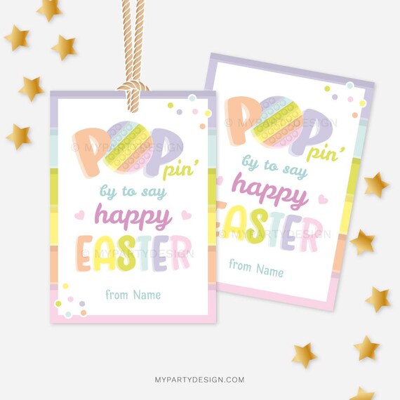 Poppin Easter Tag, Popping By To Say Happy Easter Favor Gift Tags, Kids ...