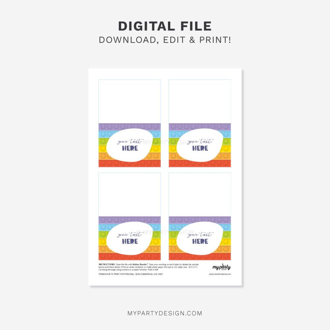Pop Toy Party Tent Labels Fidget Birthday Food Labels Place - Etsy