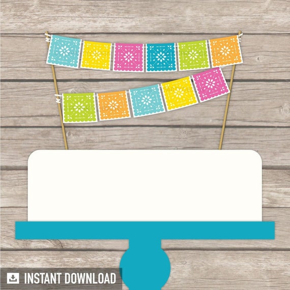 Papel Picado Cake Topper, Cinco de Mayo Mini Bunting Decoration for a ...