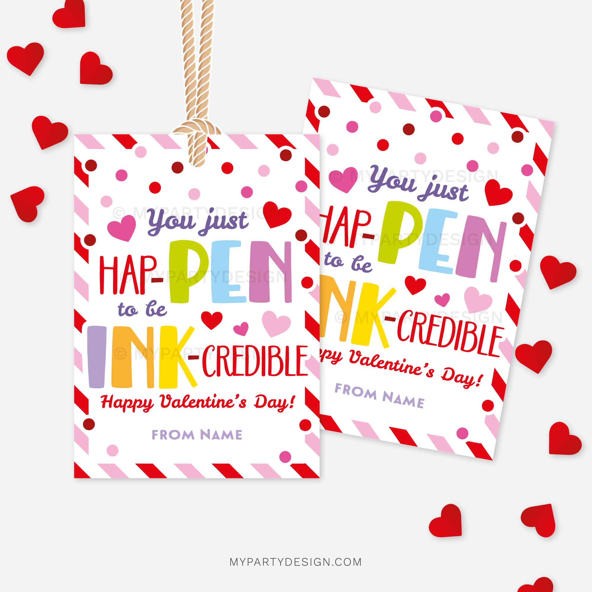 Ink Pen Valentines Gift Tags, Hapen Inkcredible Marker Valentine's Day ...