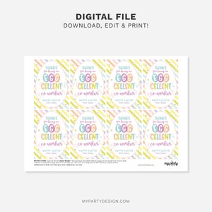 Eggcellent Coworker Easter Tag, Co-worker Easter Favor Gift Tags, Work ...