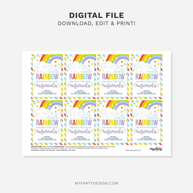 Over the Rainbow Referral Appreciation Gift Tag, Candy Pop by Thank You ...