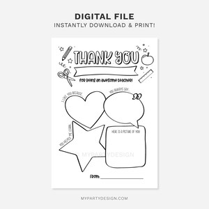 Teacher Appreciation Week Printable, Thank You Coloring Page Gift ...