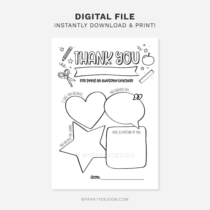 Teacher Appreciation Week Printable, Thank You Coloring Page Gift ...