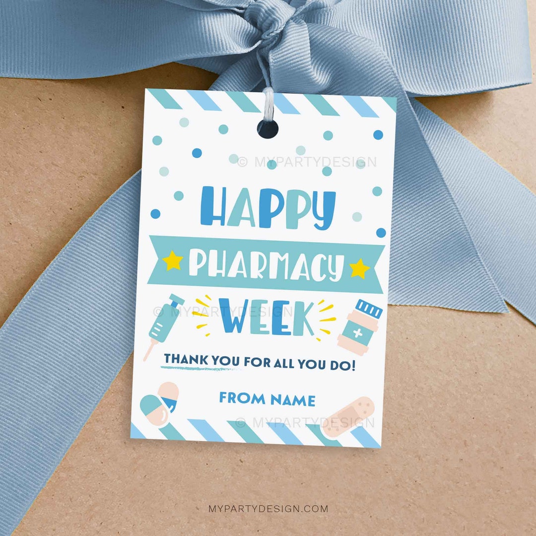 Happy Pharmacy Week Tag, Thank You Label for Chemist Pharmacist Staff ...
