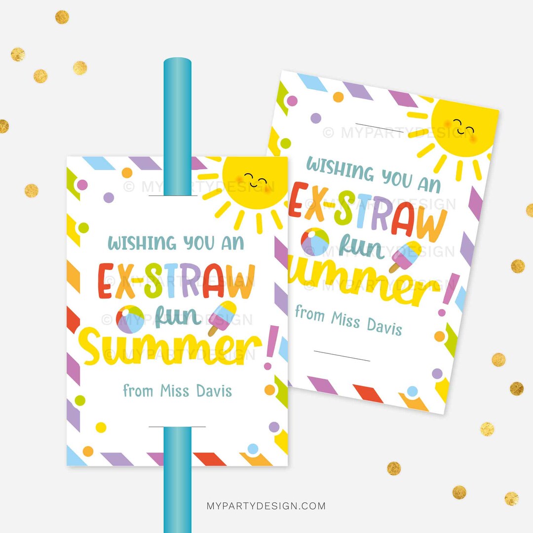 Summer Straw Tag, Ex-straw Fun Summer Class Gift Label, Non-candy ...