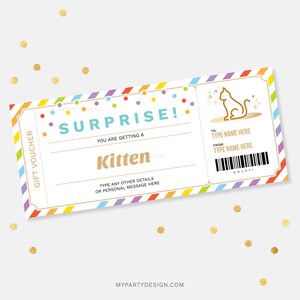 Surprise Cat Gift Voucher Template, Pet Shop Kitten Adoption Gift ...