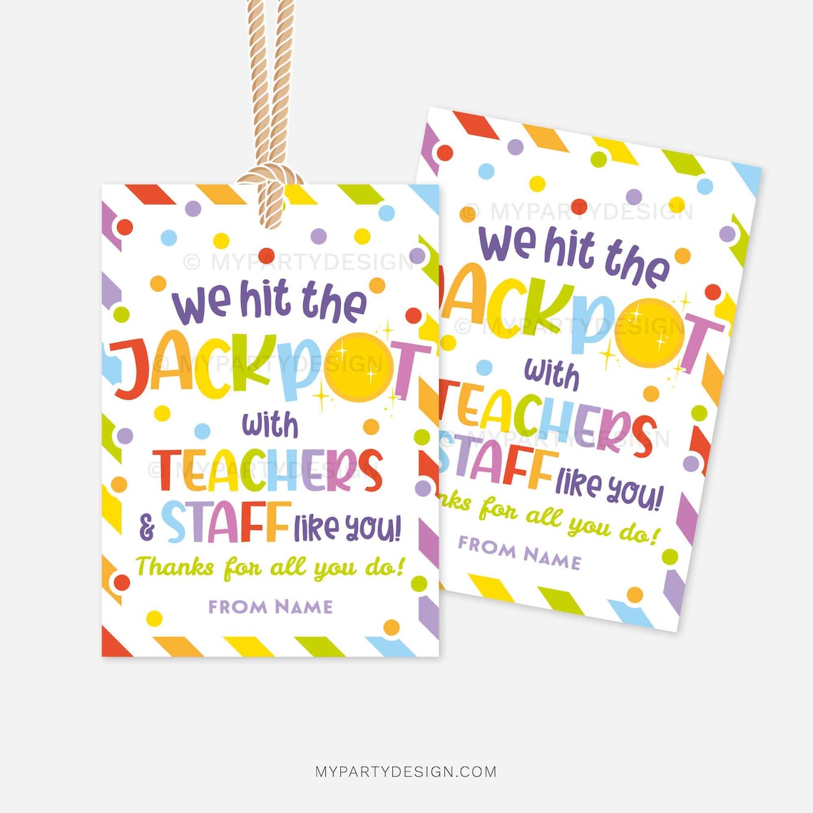 We Hit the Jackpot With Teachers & Staff Like You Gift Tag, Lottery ...