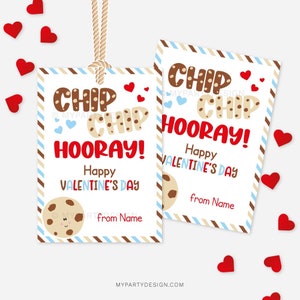 Cookie Valentine's Day Tag, Kids Valentine Cards for Classroom, Chip ...