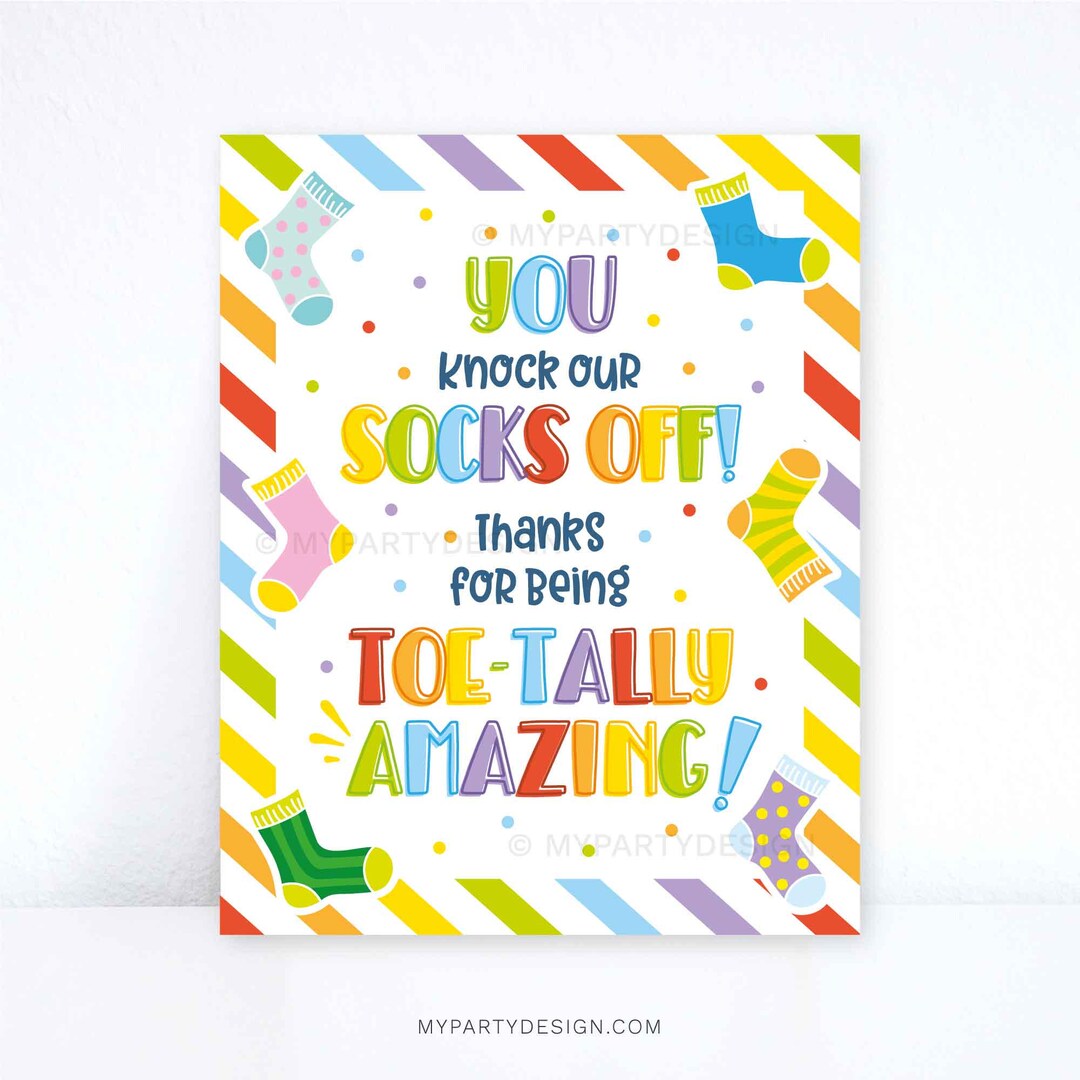 You Knock Our Socks off Sign, Sock Thank You Gift Print for Staff ...