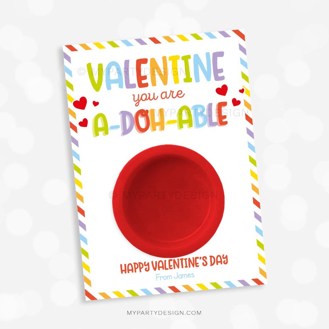 Play Dough Valentines for Kids, Valentines's Day Card for Class Gifts ...