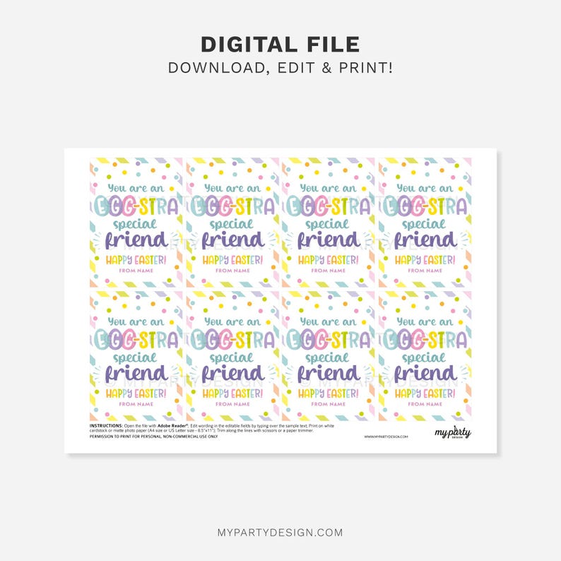 Egg-stra Special Friend Easter Gift Tag, Easter Labels for Friends or ...