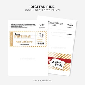 Gift Voucher Template, Generic Birthday Present Card, Delayed Gift ...