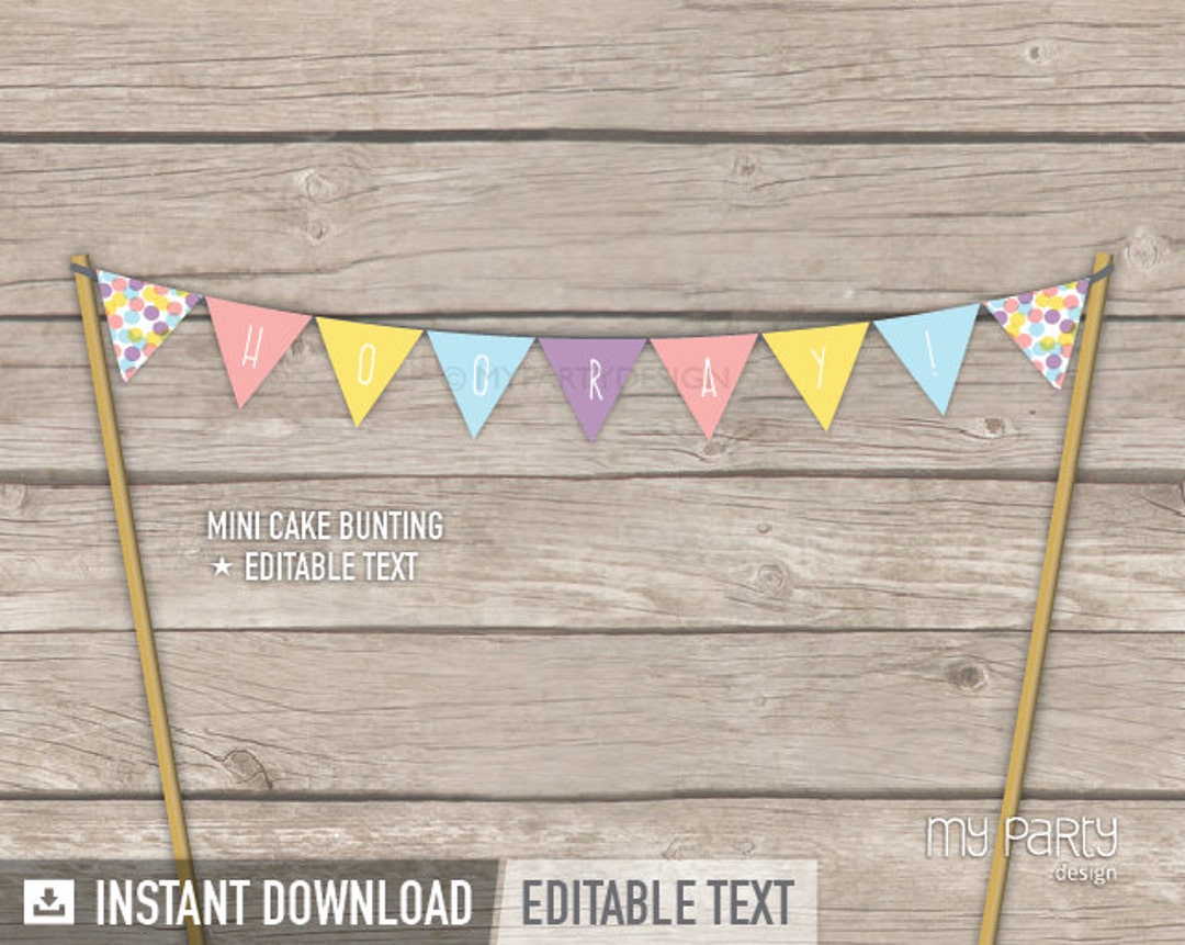 Bunting Cake Topper - Confetti Party Cake Bunting - Printable Mini ...