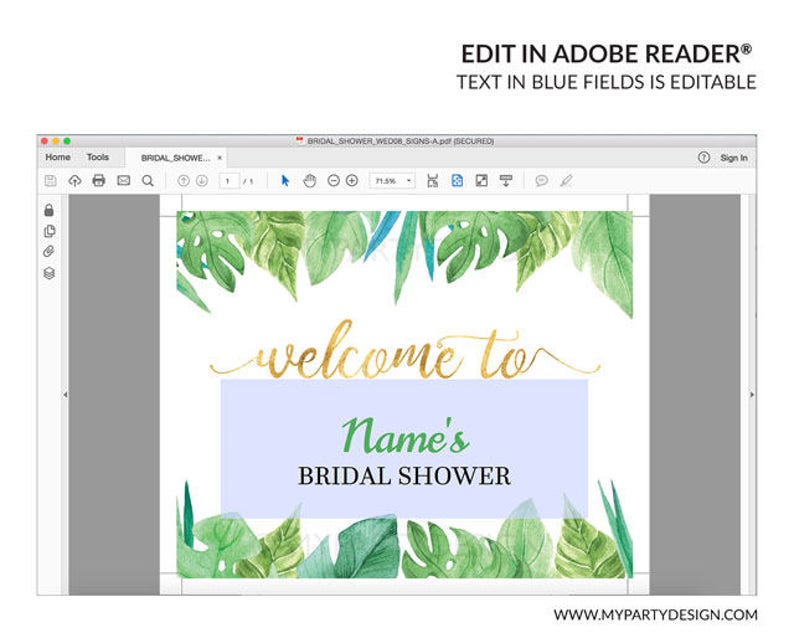 Tropical Welcome Sign Editable Bridal Shower Decor | Etsy