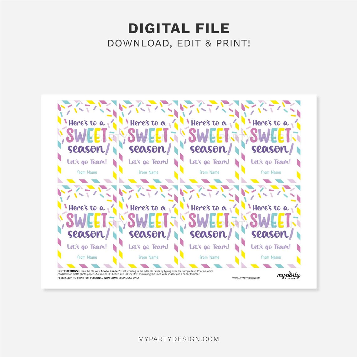 Sweet Season Team Gift Tag, Encouragement Gift Label for Cheer, Dance ...
