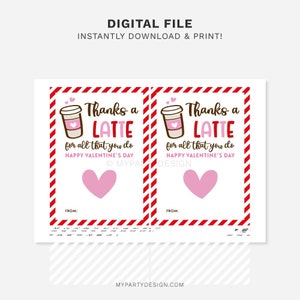 Thanks a Latte Valentine's Day Gift Card Holder, Printable Teacher Co ...