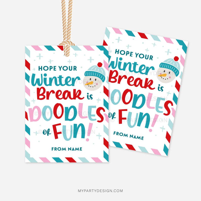 Winter Break Doodles of Fun Gift Tag, Christmas Class Gifts Label ...