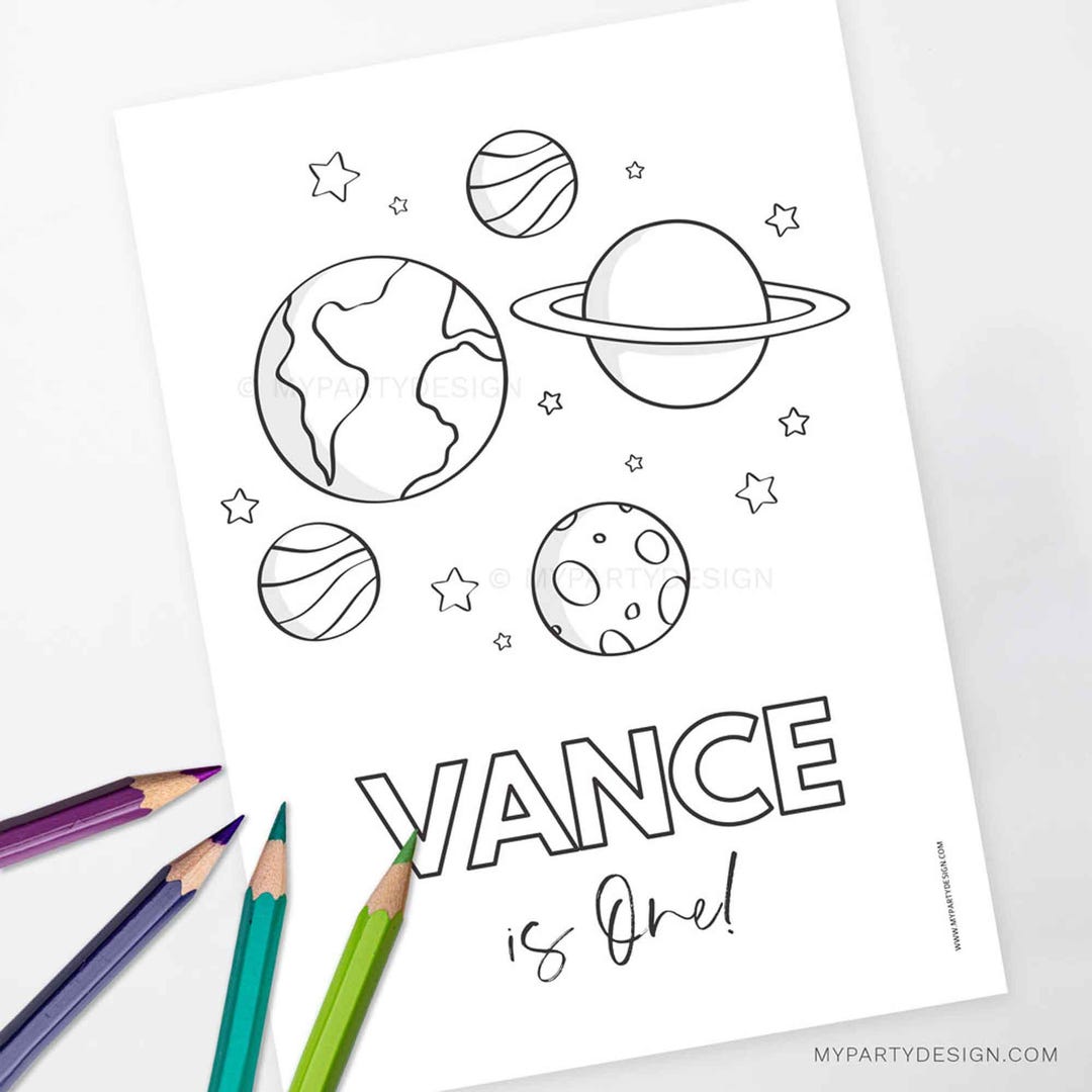 Outer Space Party Coloring Page, First Trip Around the Sun First ...