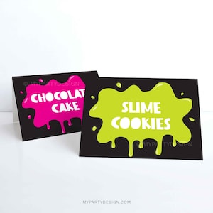 Slime Food Labels, Slime Party Decorations, Kids Birthday Place Cards ...