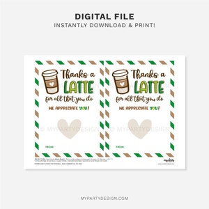 Thanks a Latte Gift Card Holder for Teacher, Staff, Neighbor or ...
