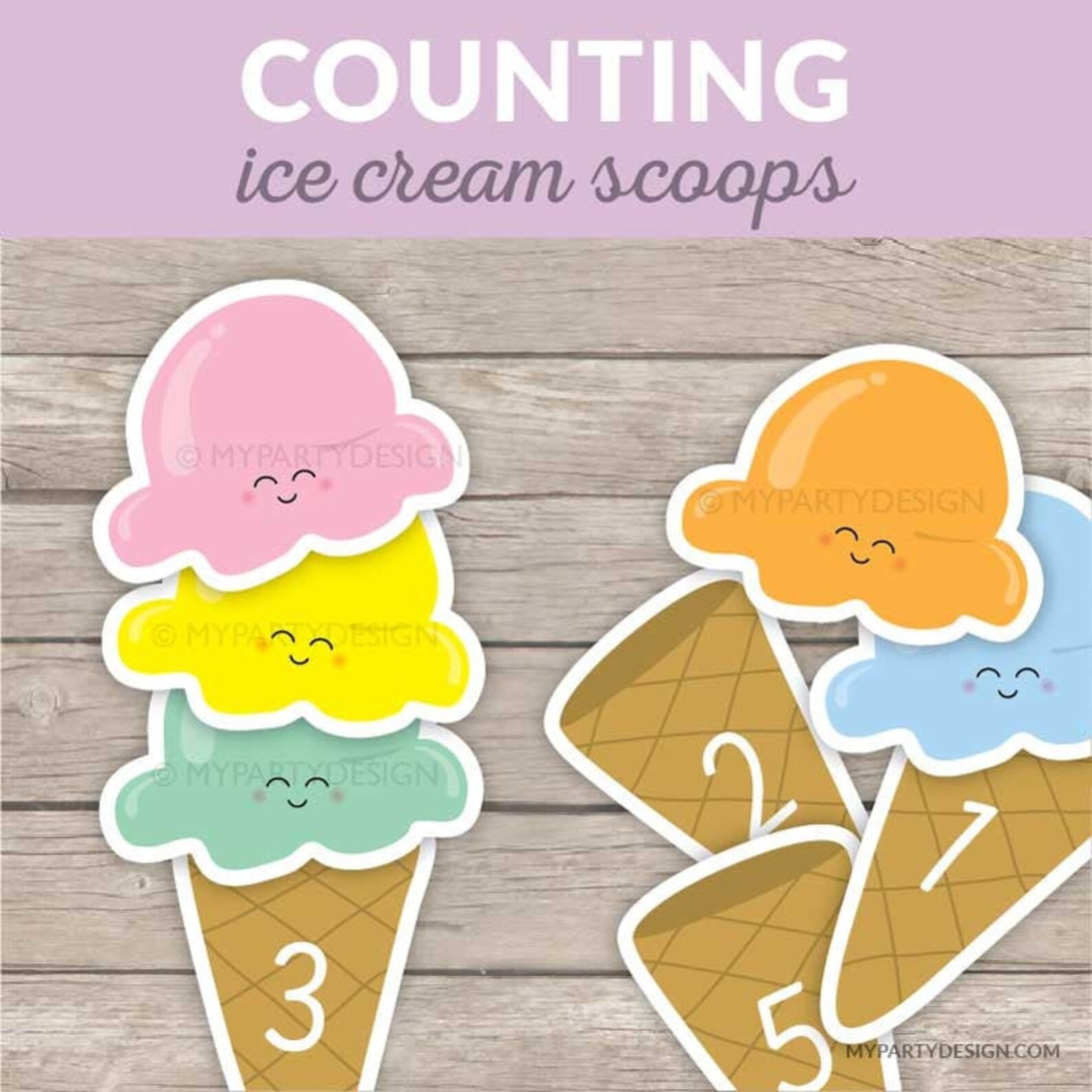 Ice Cream Counting Activity, Printable Game for Toddlers and Pre ...