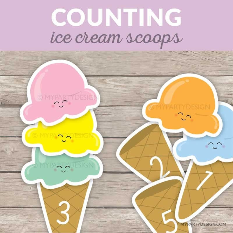 Ice Cream Counting Activity Printable game for Toddlers and | Etsy