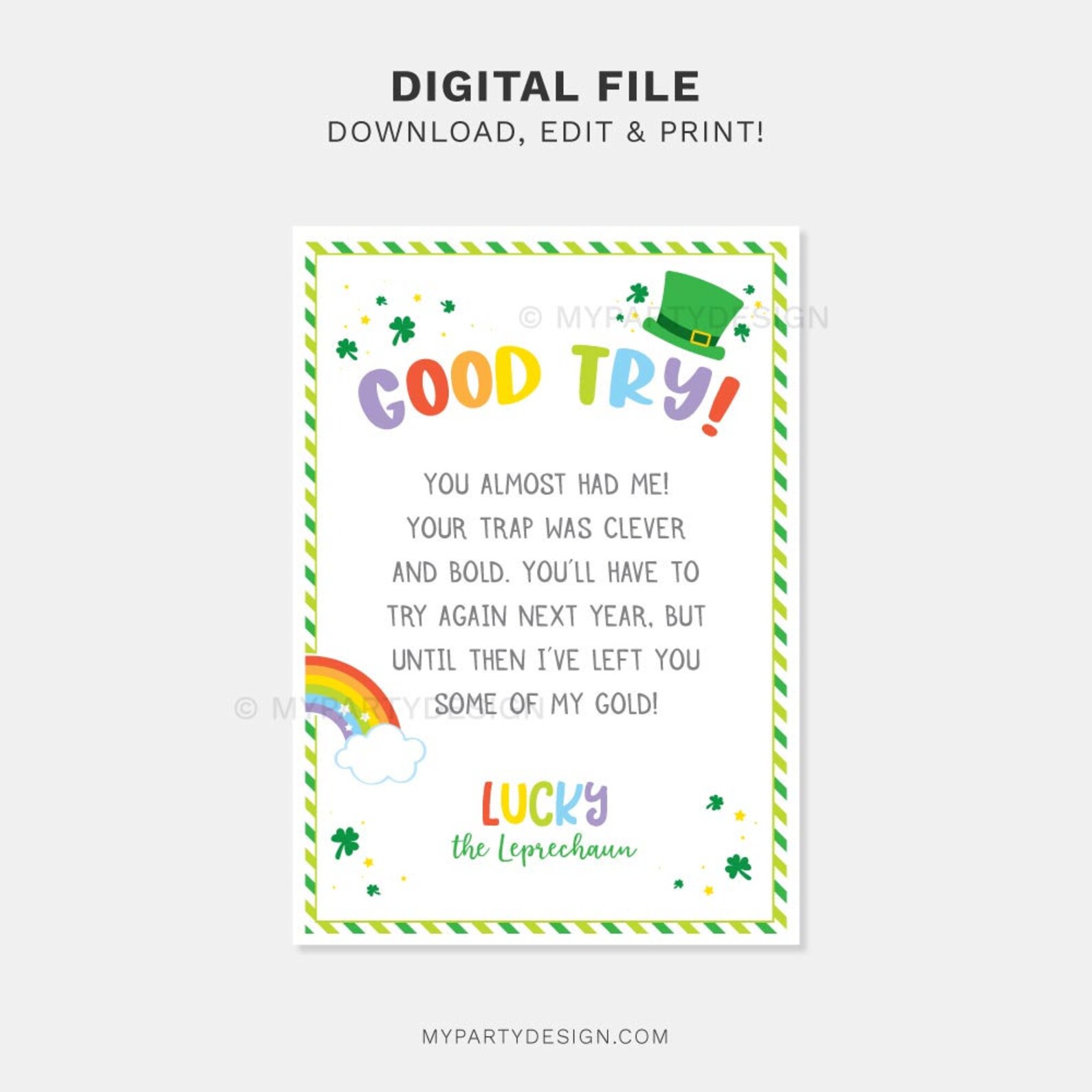 Leprechaun Trap Letter for St Patrick's Day, St Pattys Editable Irish ...